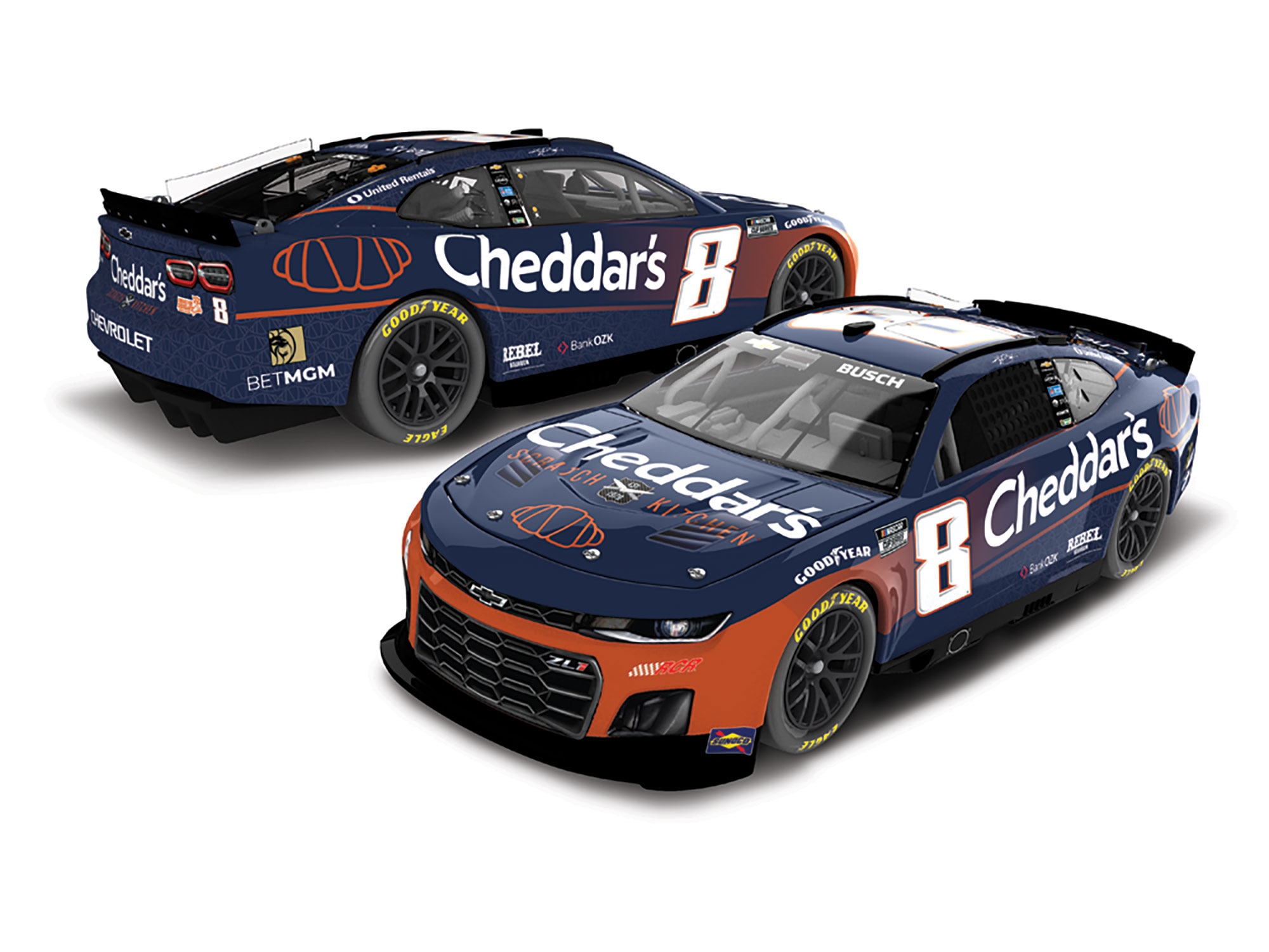 KYLE BUSCH 2025 CHEDDAR'S BLUE 1:24 ELITE DIECAST