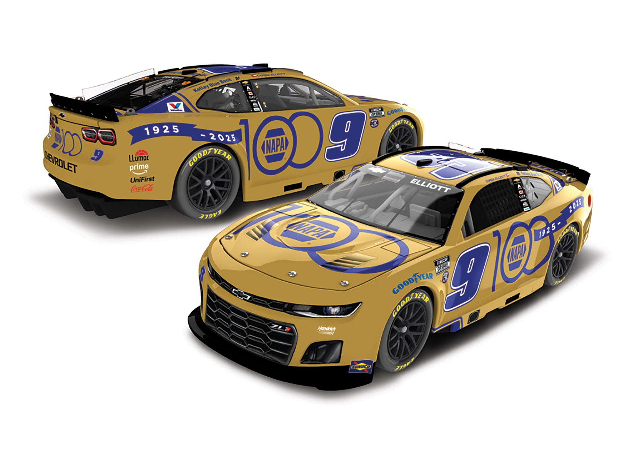 CHASE ELLIOTT 2025 NAPA GOLD 1:24 GALAXY COLOR ELITE DIECAST